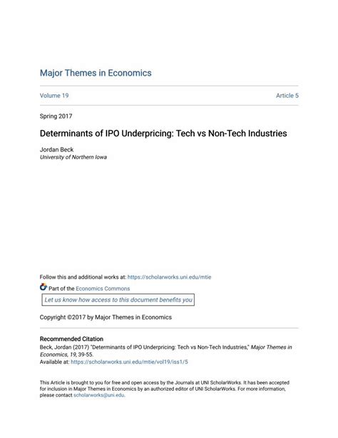 pdf determinants of ipo underpricing tech vs non tech industries