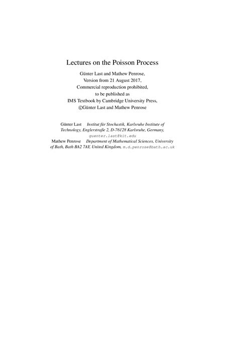 Lectures On The Poisson Process Lecture Notes Technology Docsity Lectures On The Poisson Process Lecture Notes Technology Docsity