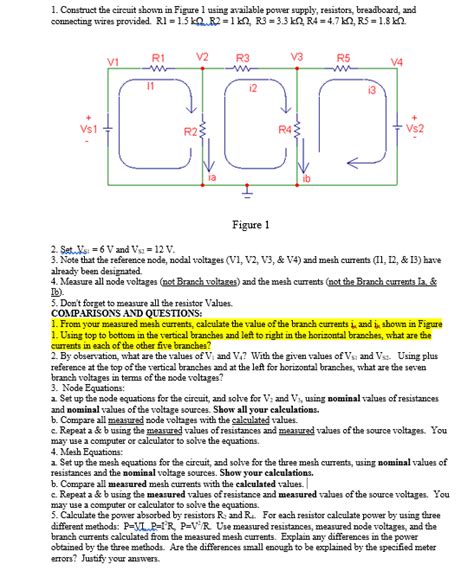 solved 1 construct the circuit shown in figure 1 using