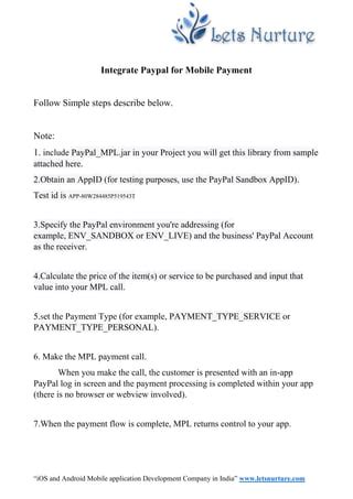 Paypal Integration For Android Application By LetsNurture PDF