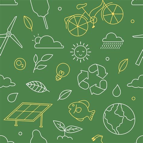 Premium Vector | Eco icon doodle seamless pattern background wallpaper