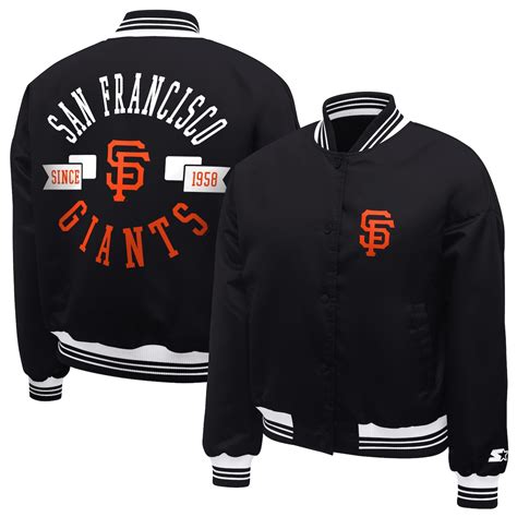 Womens San Francisco Giants Starter Black Printed Logo Cropped Satin