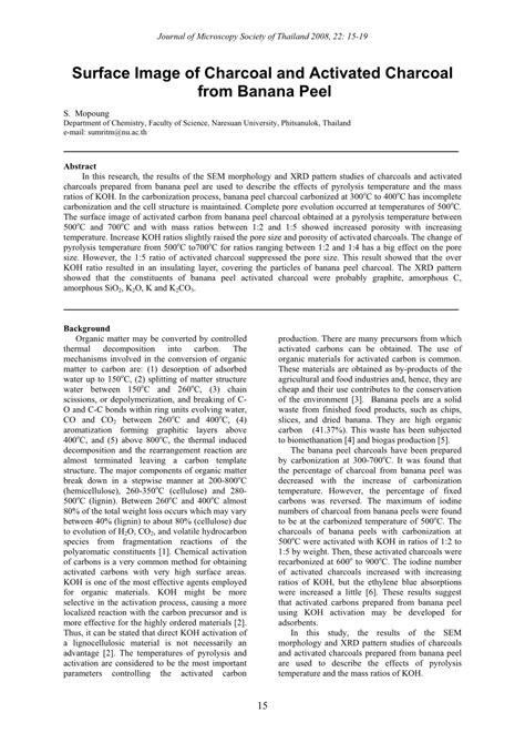 Pdf Surface Image Of Charcoal And Activated Charcoal From Banana Peel