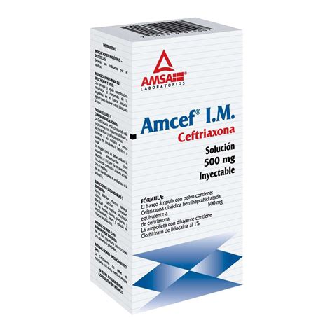 Amcef Im Ceftriaxona 500 Mg Solución Frasco Ámpula 2 Ml Genérico Amsa
