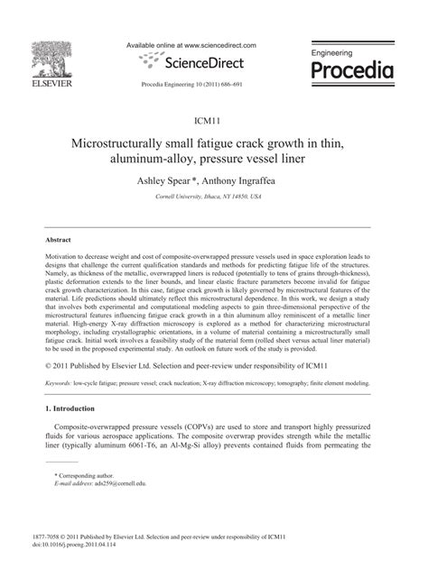Pdf Microstructurally Small Fatigue Crack Growth In Thin Aluminum