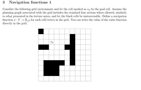 Solved 3 Navigation Functions 1 Consider The Following Grid