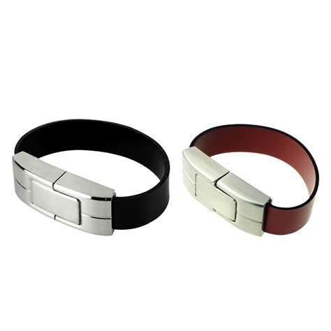 Black Leather Wristband Usb Flash Drive Memory Stick Pendrive