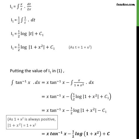 Integration Of Tan Inverse X Ex 7 6 13 Chapter 7 Class 12