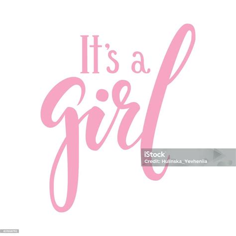 그것은 S 여자 손 서 예 및 브러쉬 펜 글자를 그려 휴일 인사말 카드 및 초대장 베이비 샤워 생일 파티 초대장 디자인 딸이예요에 대한 스톡 벡터 아트 및 기타 이미지