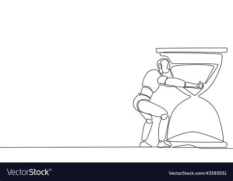 Single Continuous Line Drawing Robots Hugging Vector Image