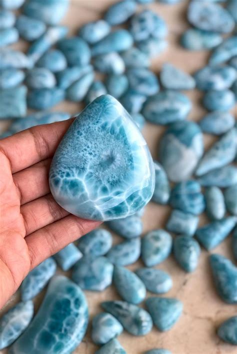 Turtleback Larimar Cabochon Larimar Crystals And Gemstones Minerals