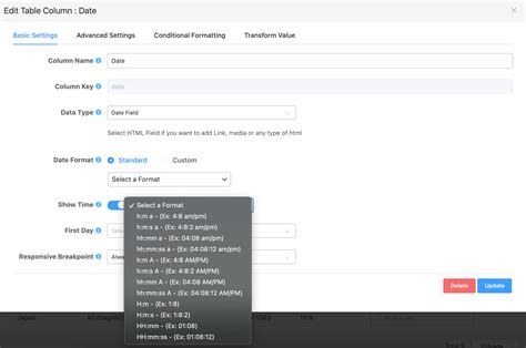 Date Field Ninja Tables Data Type