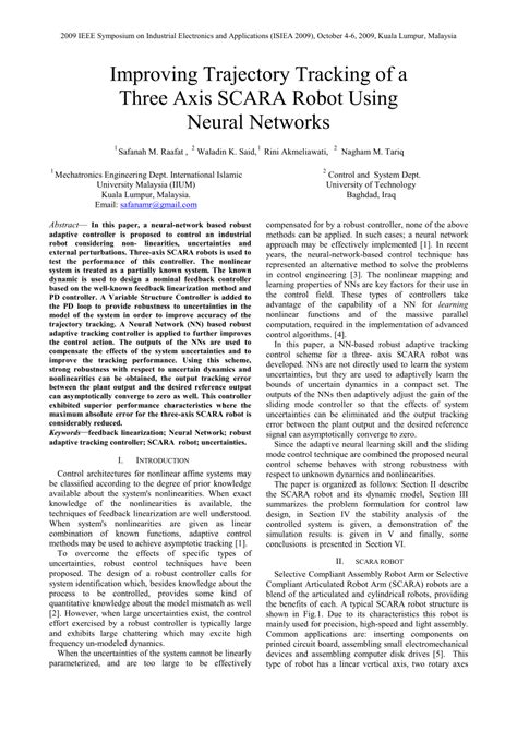 Pdf Improving Trajectory Tracking Of A Three Axis Scara Robot Using
