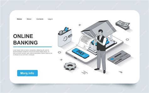 Premium Vector Banking Service Concept In 3d Isometric Landing Page Outline Design Bank Client