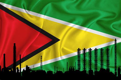 산업 3d 일러스트 기니 플래그 로고를위한 공간이있는 배경 화학 공장 오일 정제 가스 에너지 아이콘의 실루엣 중공업 0명에 대한