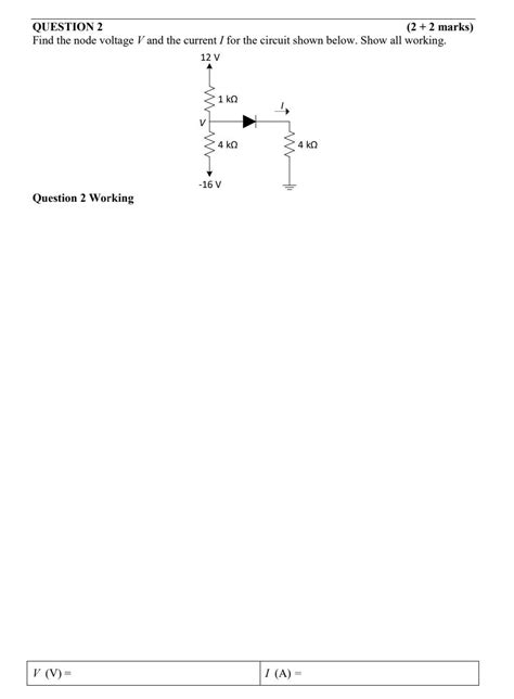 Solved QUESTION Marks Find The Node Voltage V And Chegg