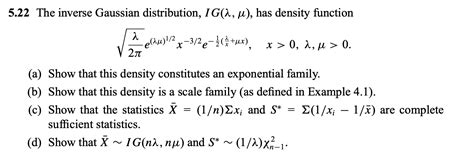 The Inverse Gaussian Distribution IG A U Has Chegg