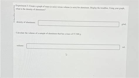 Solved Experiment 3 Create A Graph Of Mass Y Axis