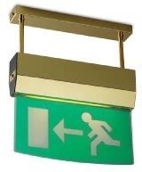 Hanging Emergency Exit Sign Brass W Light Fitting
