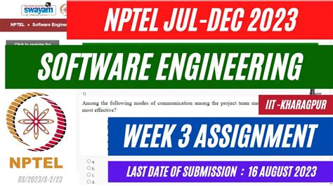 Nptel Software Engineering Week 3 Assignment Solutions Jul Dec