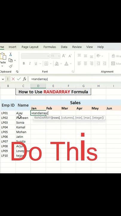 🦀how to use randarray formula in excel🦀 youtube