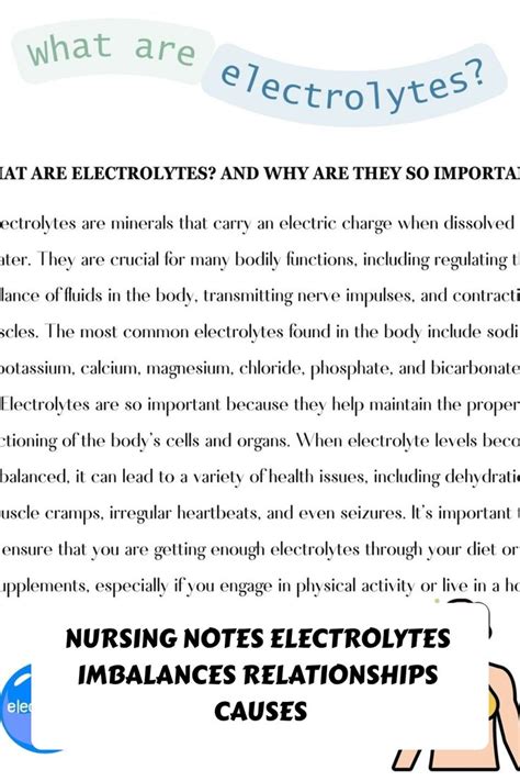 Nursing Notes Electrolytes Imbalances Relationships Causes Signs