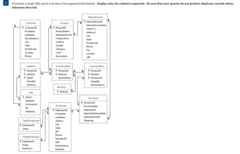 Solved 1 Formulate A Single Sql Query To Produce The