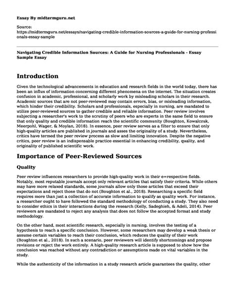 📗 Navigating Credible Information Sources A Guide For Nursing Professionals Essay Sample