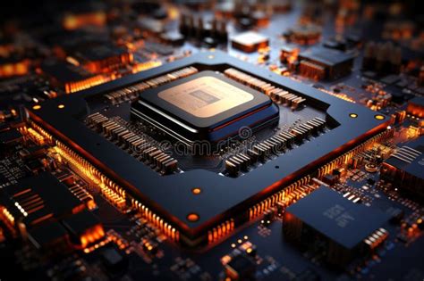 Futuristic Future Motherboard Design With Cpu Socket Microchips Futuristic Future Motherboard Design With Cpu Socket Microchips