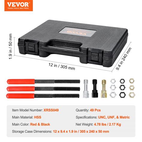 Vevor 49pcs Thread Chaser Set Unc Unf Metric Thread Restorer Tool Rethreading Vevor Us