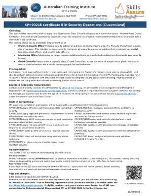 Fillable Online CPP Certificate II In Security Operations Queensland Fax Email Print