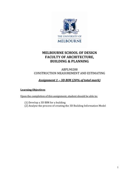 ABPL Assignment Description MELBOURNE Babe OF DESIGN FACULTY OF ARCHITECTURE