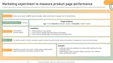 Marketing Experiment To Measure Product Page Performance Ppt Slide