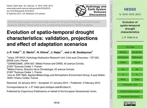 Pdf Evolution Of Spatio Temporal Drought Characteristics Validation