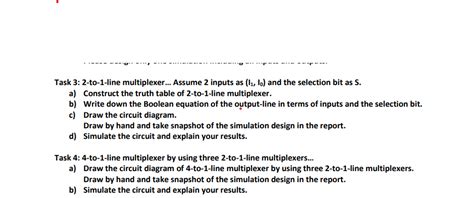 Solved Task 3 2 To 1 Line Multiplexer Assume 2 Inputs As
