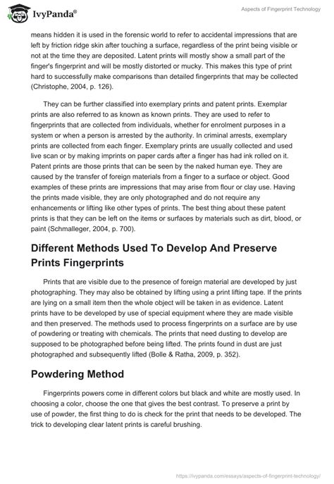 Aspects Of Fingerprint Technology Words Coursework Example