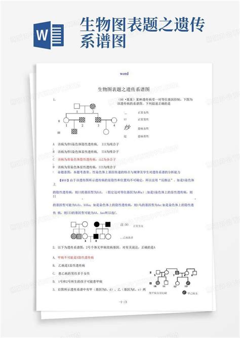 生物图表题之遗传系谱图 Word模板下载 编号qdkywdpe 熊猫办公