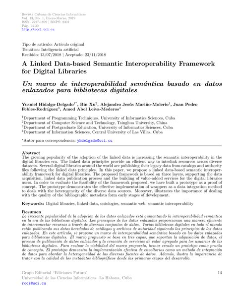 Pdf A Linked Data Based Semantic Interoperability Framework For Digital Libraries