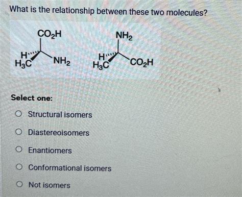 What Is The Relationship Between These Two Molecules Co2h Nh2 H H3c