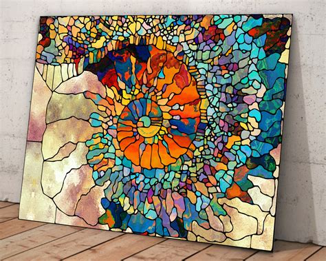 Glass Mosaic Wall Art Stained Glass Design Large Wall Art Etsy Uk