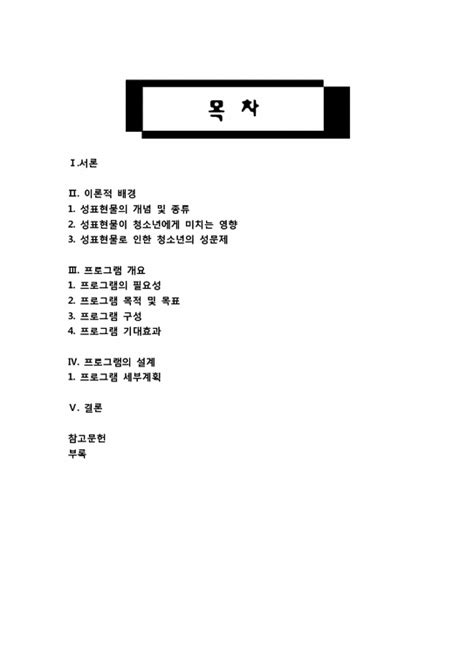 청소년 성교육 프로그램 성표현물로 인한 청소년의 성문제 사회과학