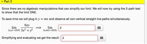 Solved Part 3 Since There Are No Algebraic Manipulations