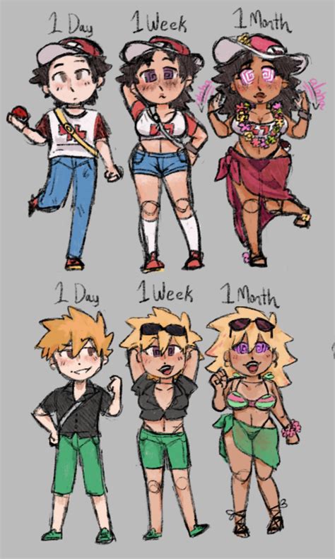 Rule 34 Before And After Bikini Top Bimbofication Blue Pokemon