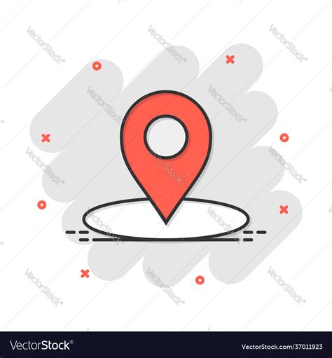 Cartoon Map Pointer Icon In Comic Style Gps Vector Image