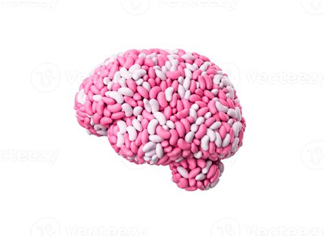Human Brain Made Of Pink And Sugar Coated Jelly Beans 3d Illustration