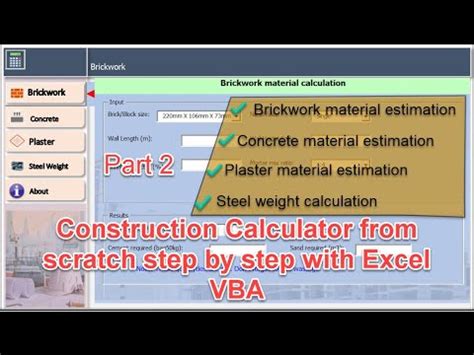 Construction Calculator With Excel VBA Part YouTube