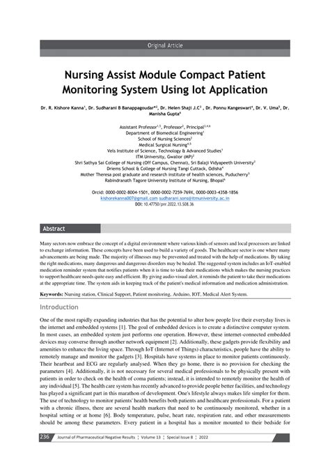Pdf Nursing Assist Module Compact Patient Monitoring System Using Iot Application