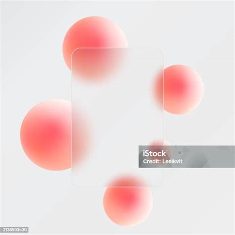 수직 직사각형 프레임이 있는 유리 형태 랜딩 페이지입니다 흐릿한 떠 다니는 구체가 있는 벡터 그림입니다 개념에 대한 스톡 벡터 아트 및 기타 이미지 Istock