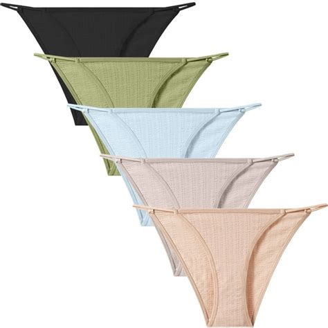Leoke Womens String Bikini Panties Cotton High Cut Cheeky Underwear 5