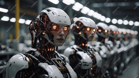 Premium Photo Advanced Robotics In High Tech Factories Female Robots Ai And Humanoids